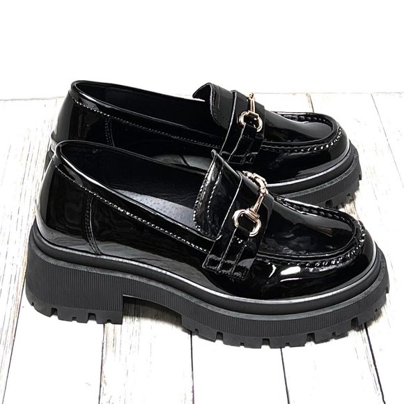 Shoes | New Black Chain Platform Chunky Heel Penny Loafers | Poshmark